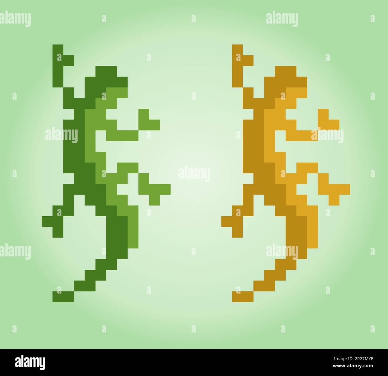 8-bit pixel gecko. Lizard in vector illustrations for cross stitches ...