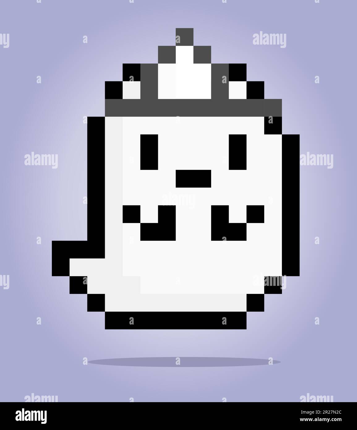 8 bit Pixel ghost. Cute flying ghost in vector illustration Stock ...