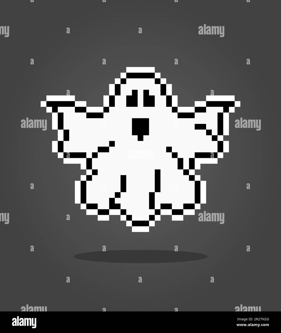 8 bit Pixel ghost. Cute flying ghost in vector illustration Stock ...