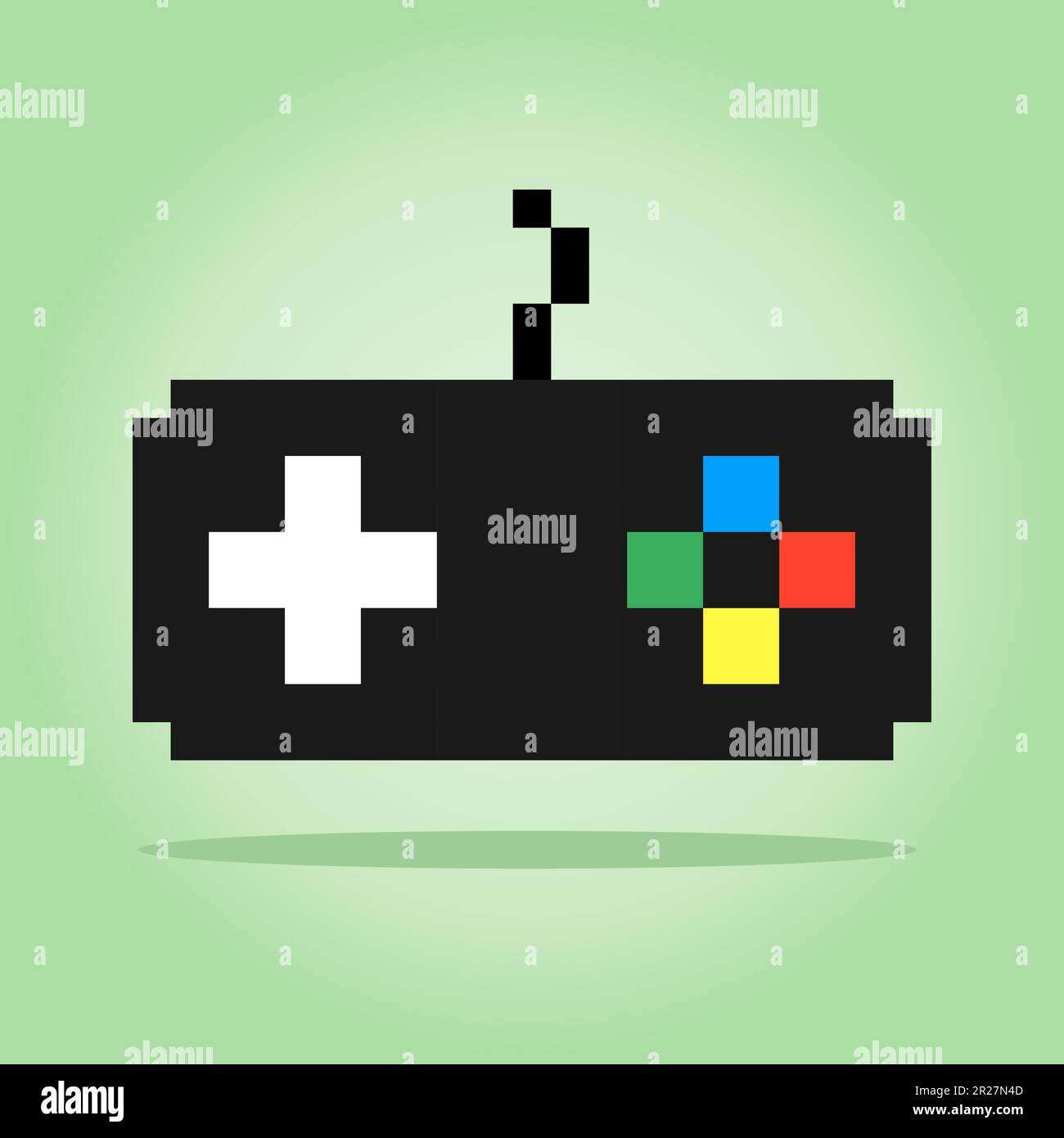 Pixel 8 bit gamepad. joystick icon for game assets in vector ...