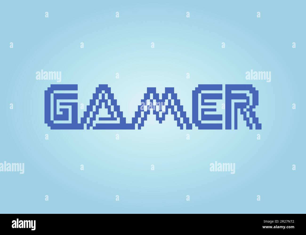 8 bit pixel of gamer text. Background a game assets and Cross Stitch ...