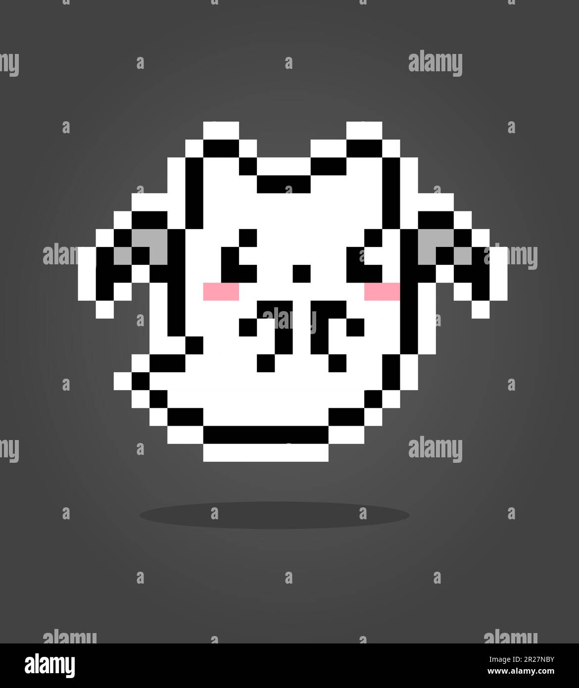8 bit Pixel ghost cat. Cute flying ghost in vector illustration Stock ...