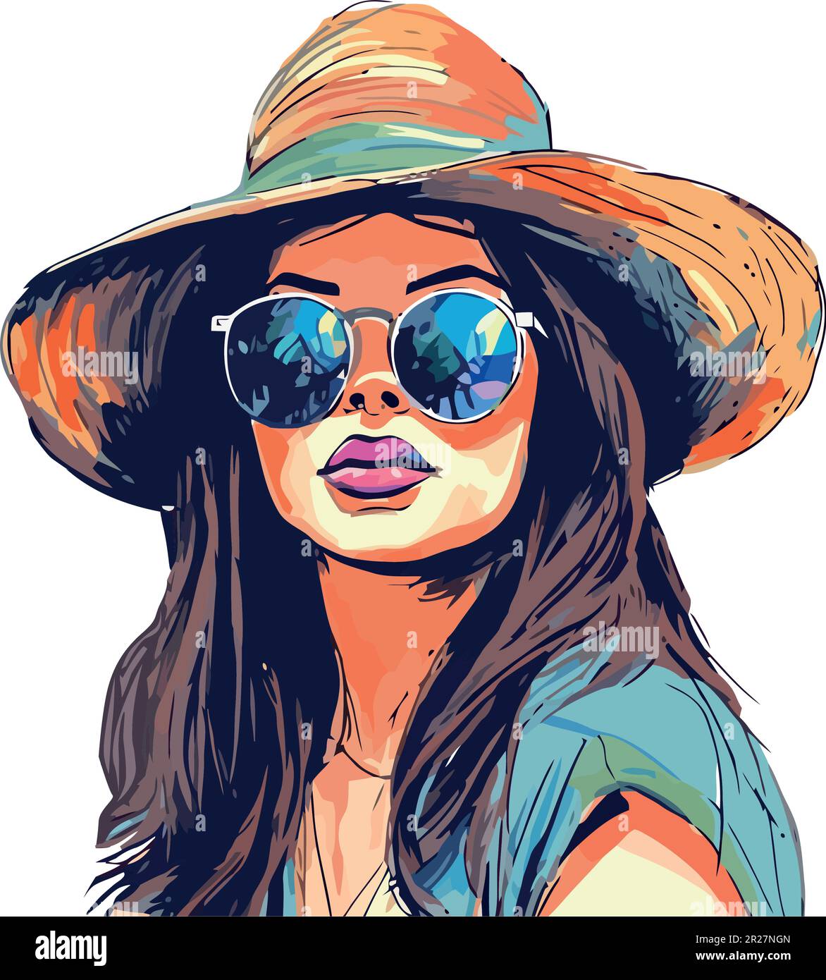 Woman sunglasses beauty portrait Stock Vector Images - Alamy