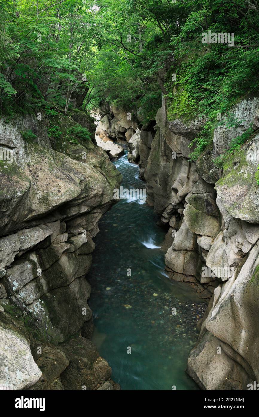 Freshly green Rairaikyo Gorge and Natori River Stock Photo - Alamy