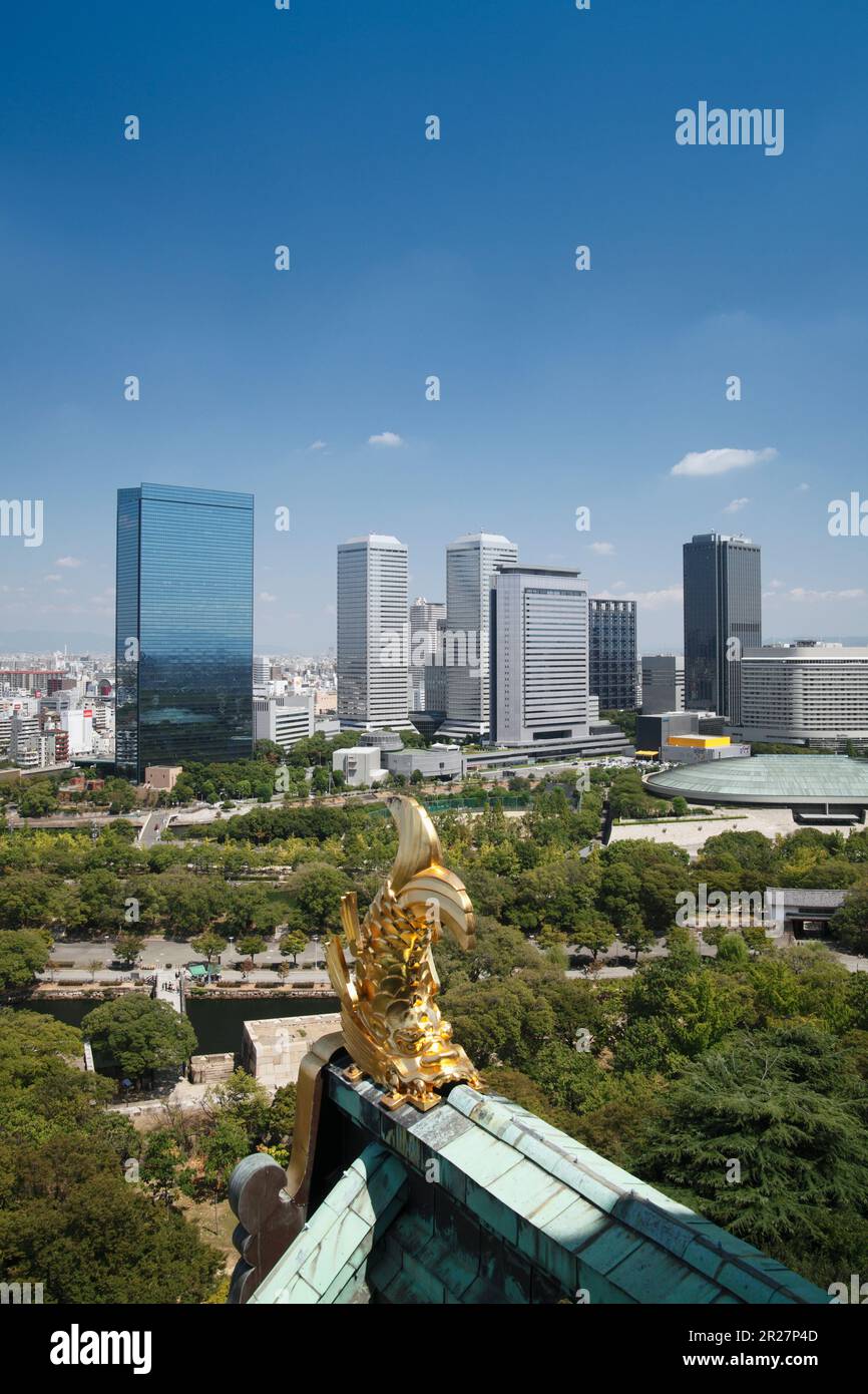 Osaka Castle’s tower overlooking Osaka Business Park Stock Photo - Alamy