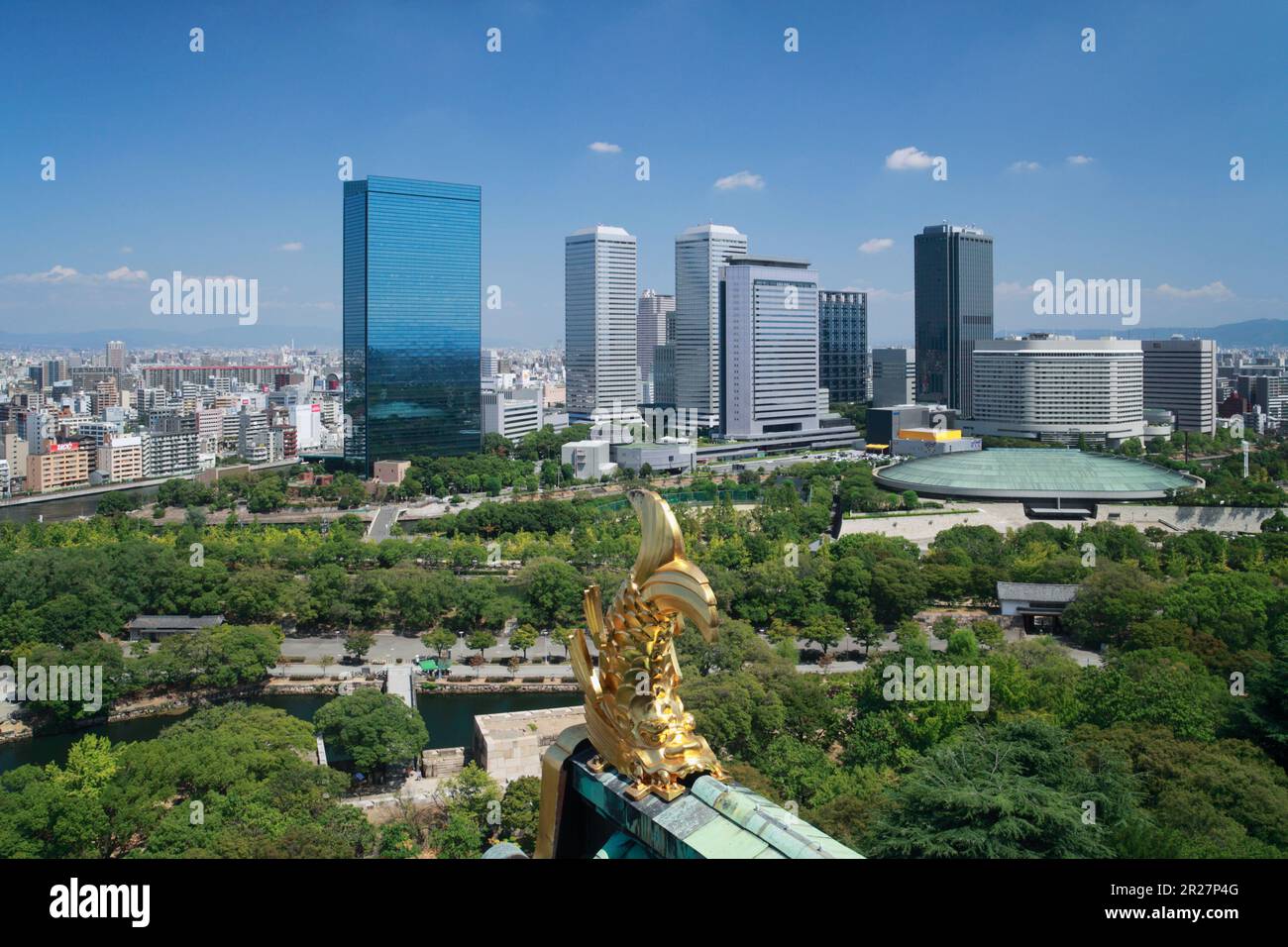 Osaka Castle’s tower overlooking Osaka Business Park Stock Photo - Alamy