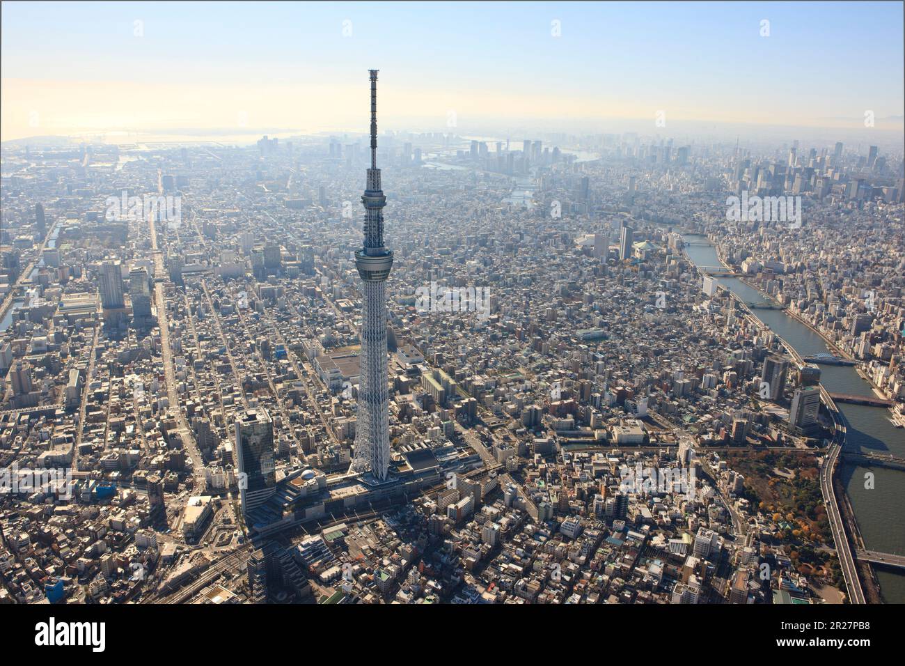 Skytree, Tokyo building group and Sumida River Stock Photo - Alamy