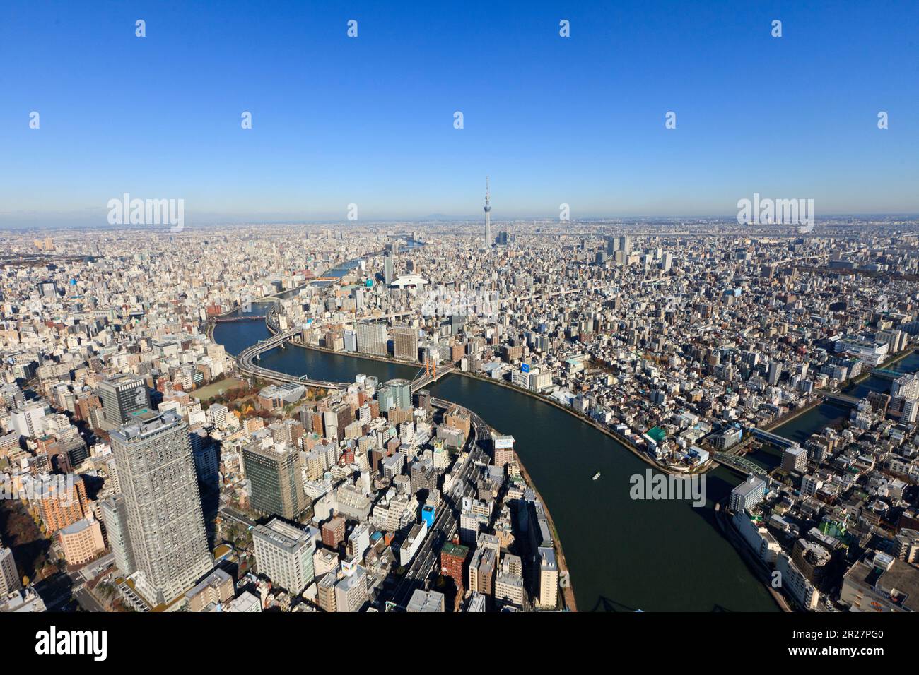 Skytree, Sumida River and Nihonbashi Ningyo-Cho area Stock Photo - Alamy