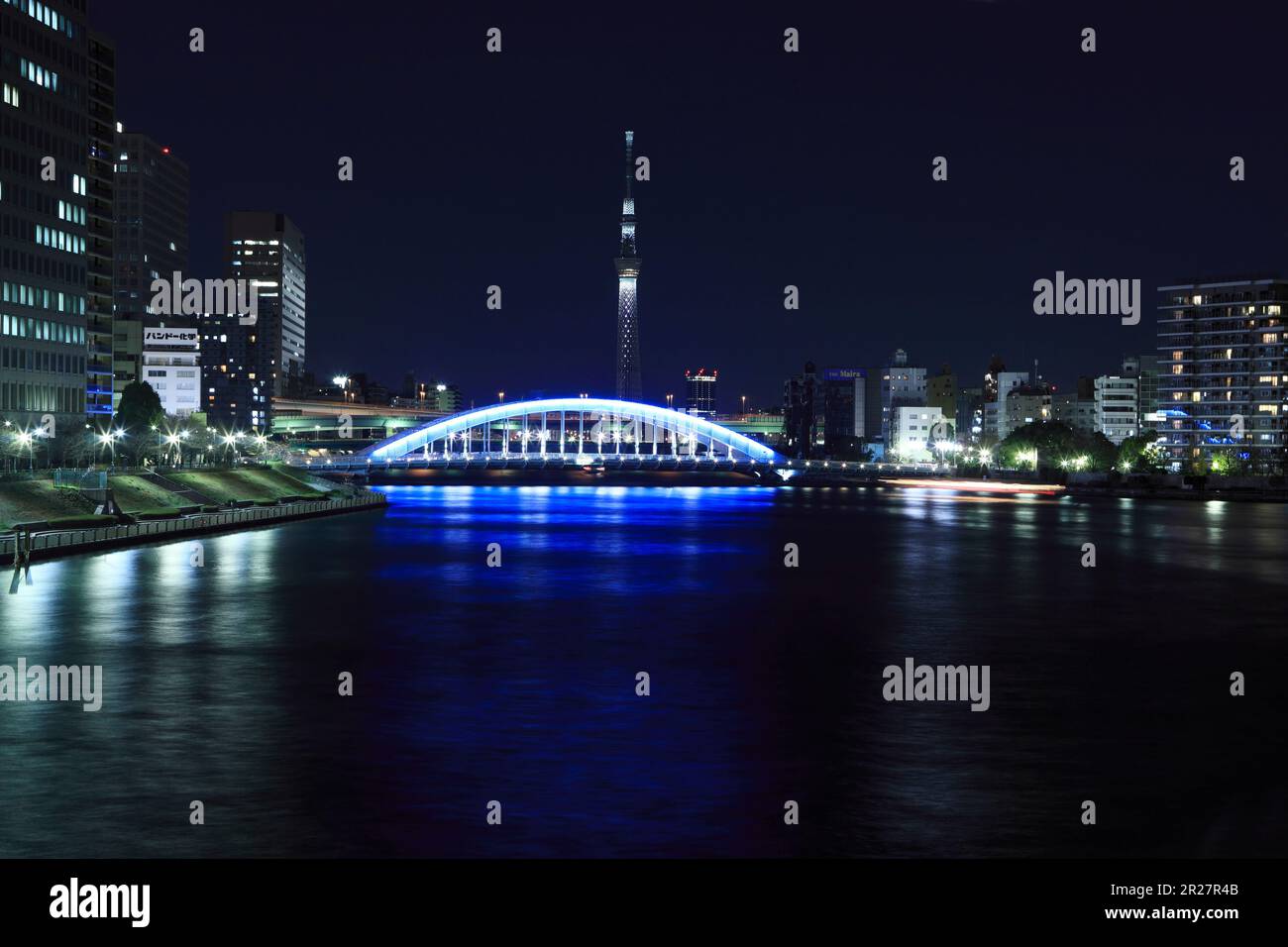 Eitai bridge, Sky Tree and and illumination Stock Photo - Alamy