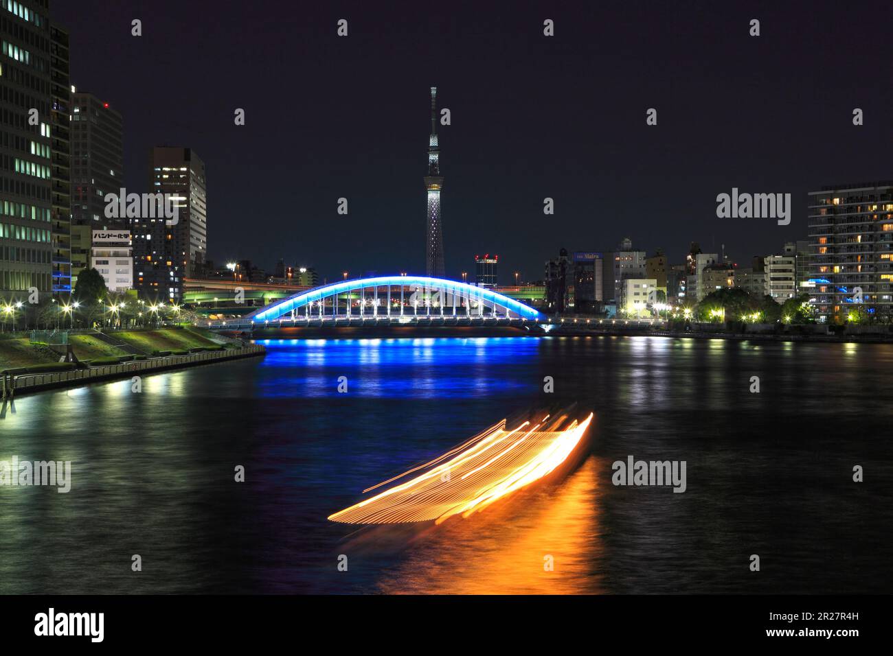 Eitai bridge, Sky Tree and and illumination Stock Photo - Alamy