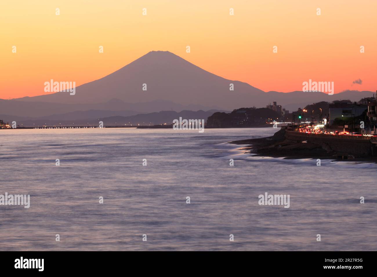 Mt. Fuji and Enoshima in the evening Stock Photo - Alamy