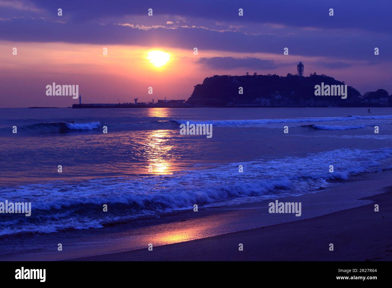 Sunset and Enoshima Stock Photo - Alamy