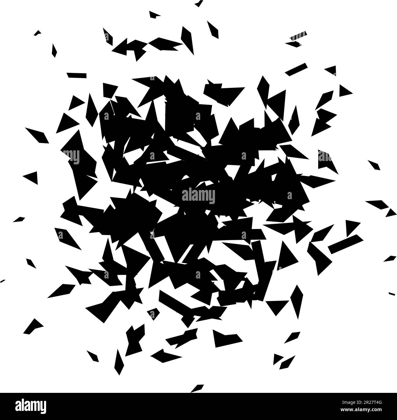 Debris and shatters radial shape. Broken and wrecked specks, speckles ...