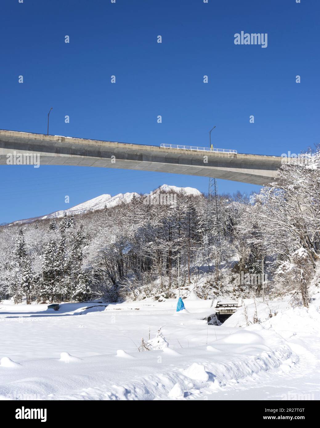 Shinetsuohashi bridge and Mt Myoko Stock Photo - Alamy