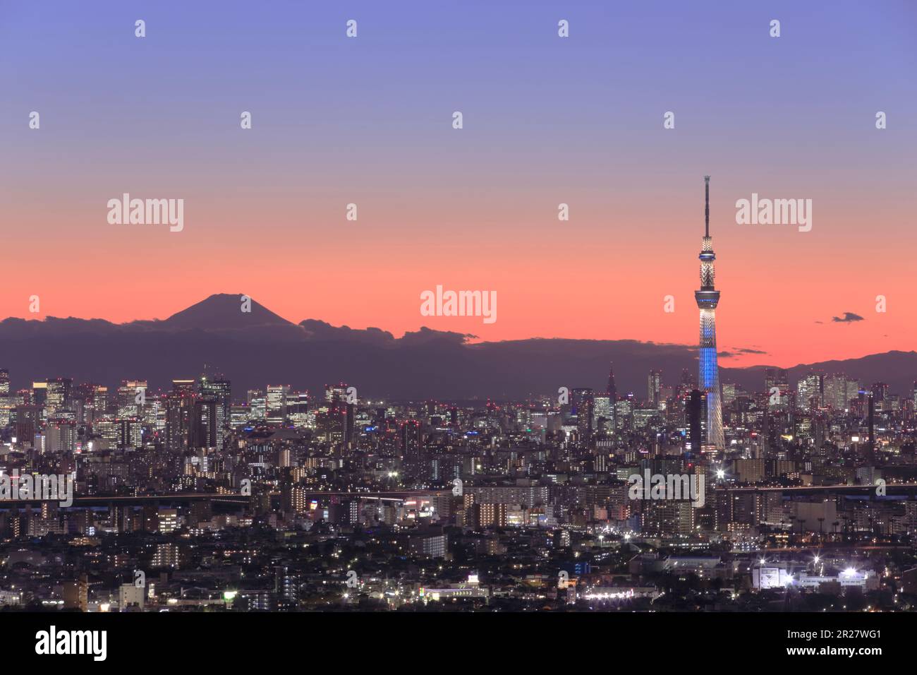 Mt. Fuji and Tokyo Sky Tree at night Stock Photo - Alamy