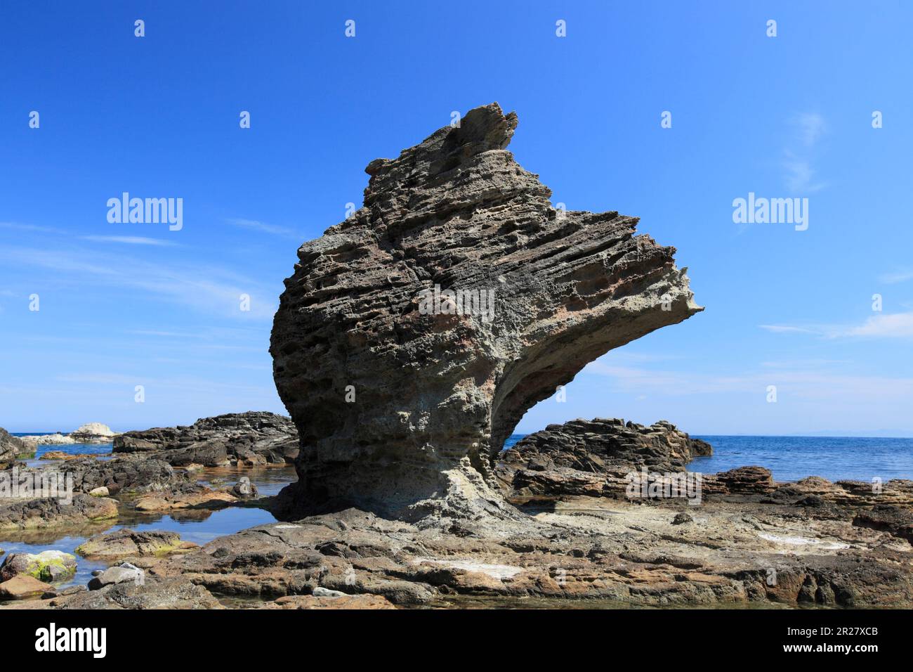 Senjojiki coast and Kabuto Rock Stock Photo - Alamy