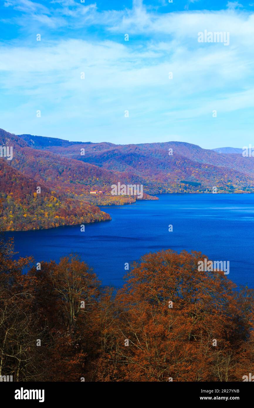 Lake Towada in autumn seen from Kogakudai observatory Stock Photo - Alamy