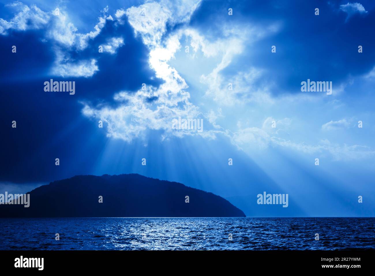 Towada and crepuscular rays Stock Photo - Alamy