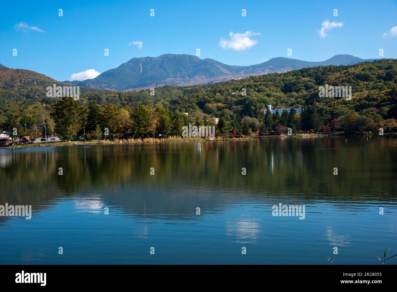 Lake Tateshinako and Mt Yokodake Stock Photo - Alamy