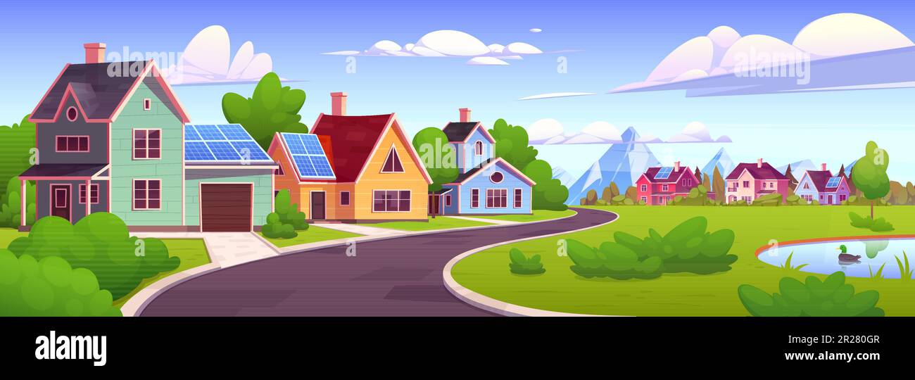 House with renewable energy solar panel on roof. Photovoltaic green ...