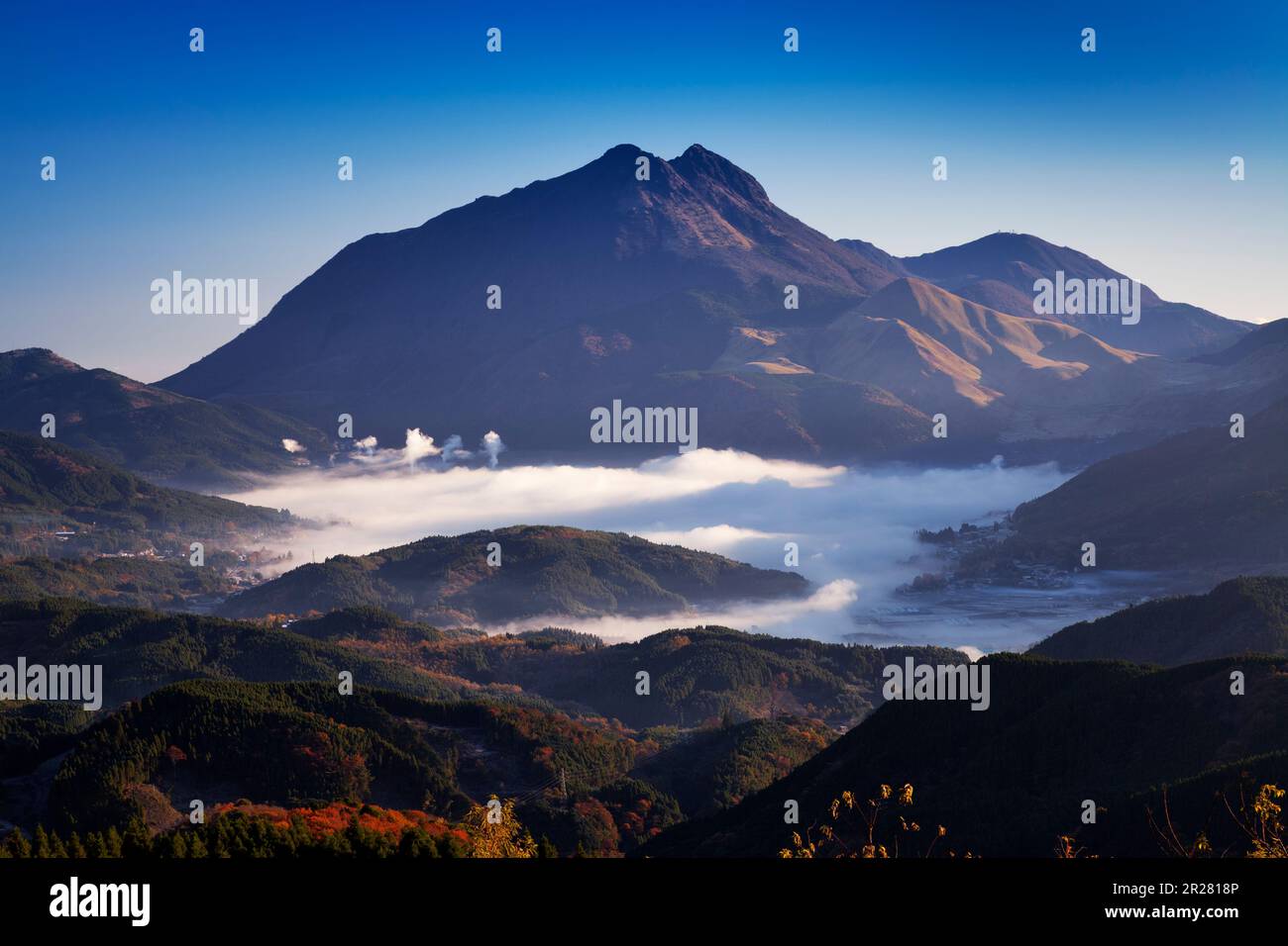 Morning Yufuin and Mt. Yufudake Stock Photo - Alamy