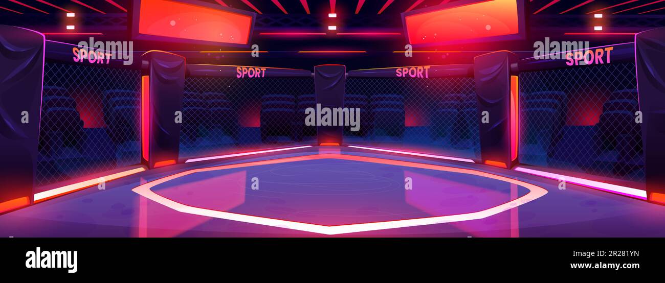Mma ring for boxing background. Octagon fight arena stage vector design ...