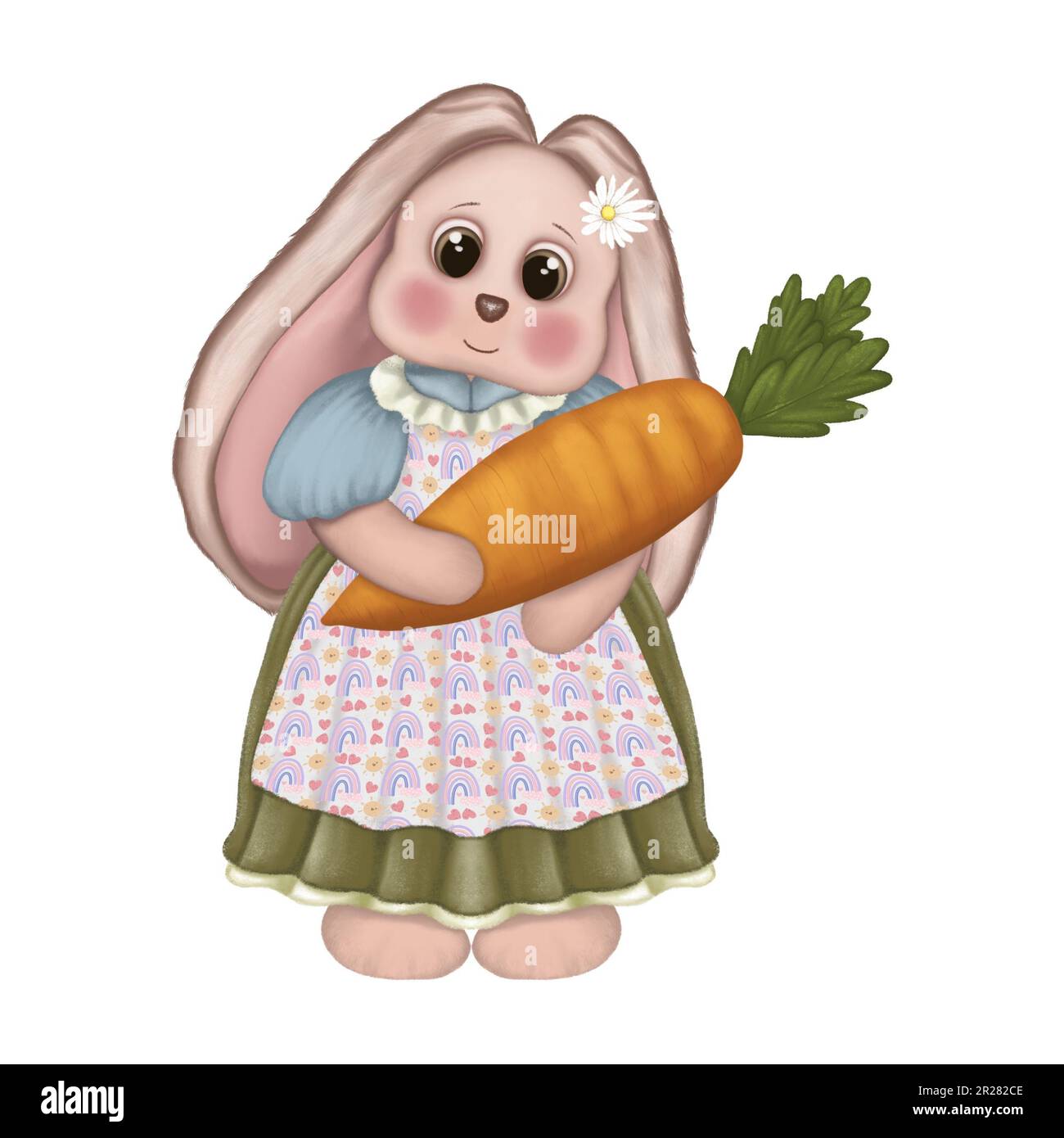 Cute easter bunny and carrot clipart. Watercolor Easter bunny and ...