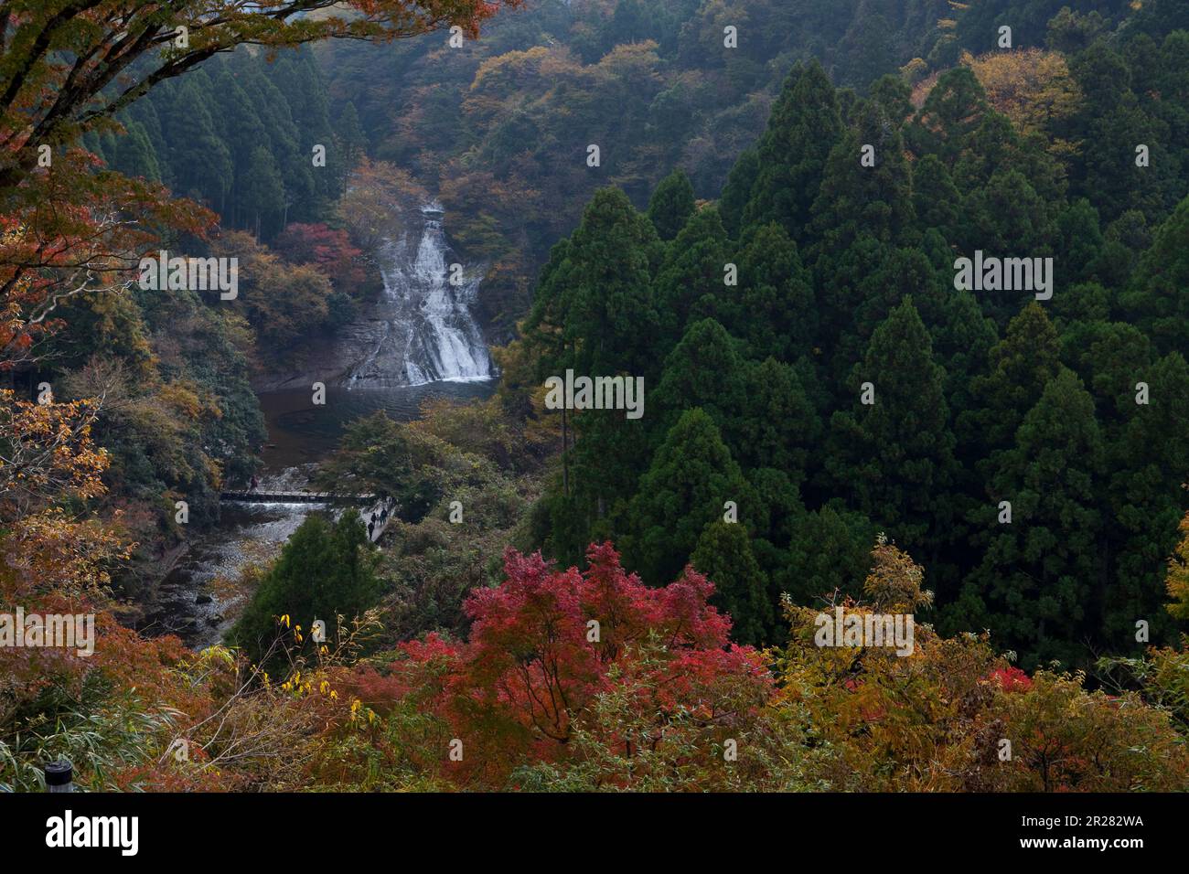 Yoro ravine turning red and Awamata waterfall Stock Photo - Alamy