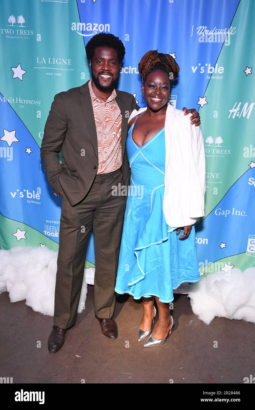 New York, USA. 17th May, 2023. Ebonie Simpson (right) attends the Lower ...