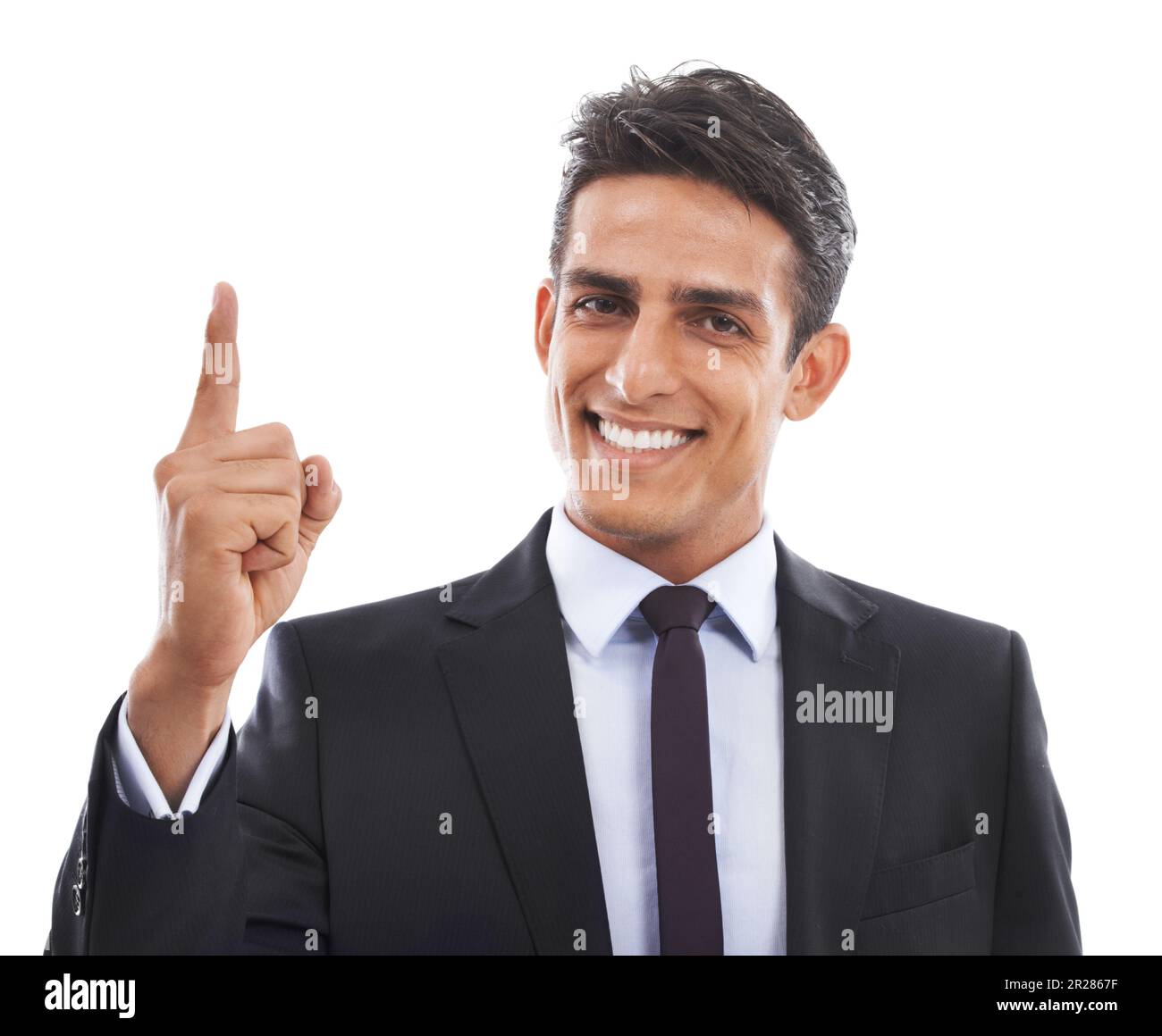 Up is the only way to go. Portrait of a handsome young man pointing his ...