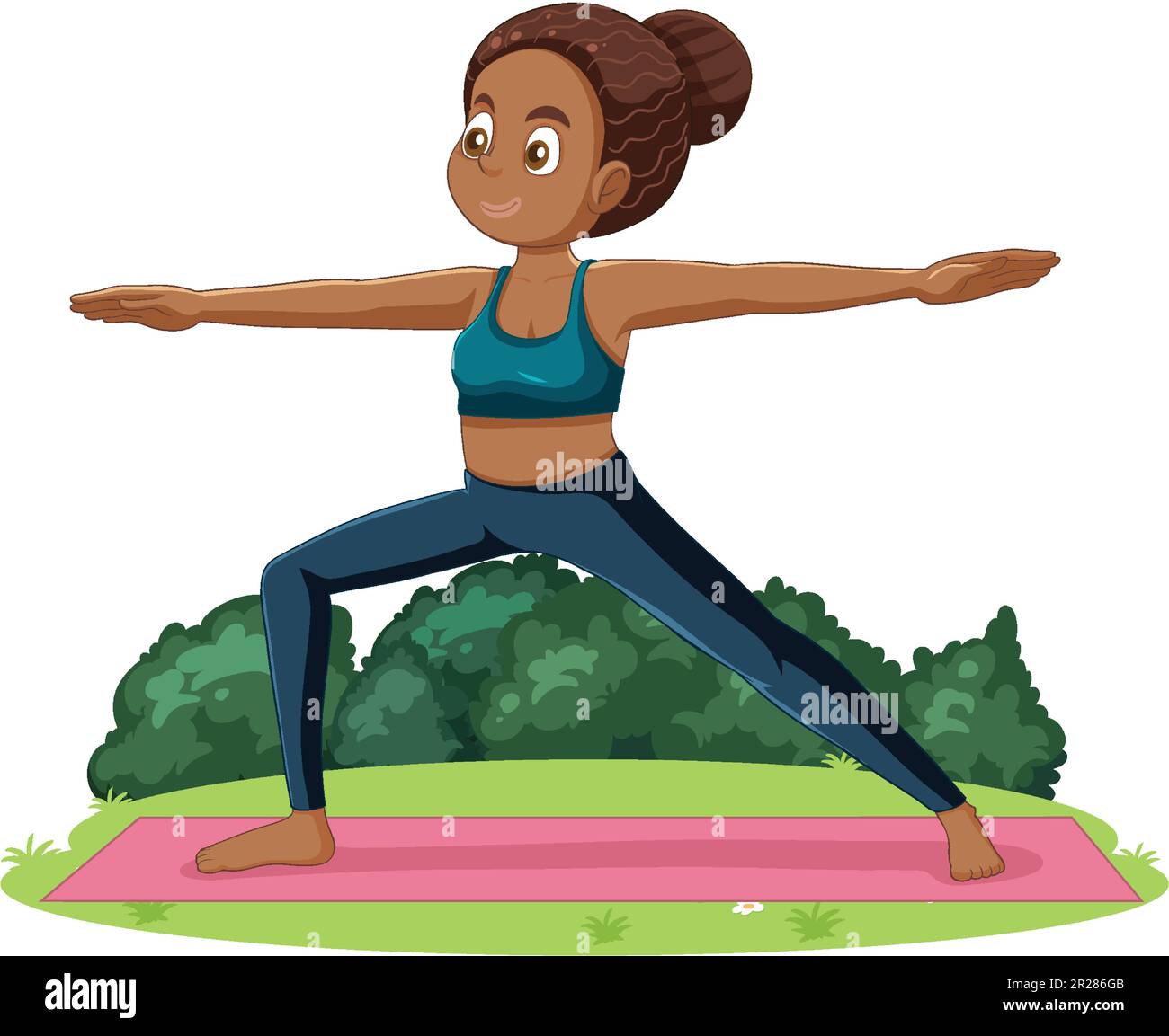 Girl practicing yoga in the garden illustration Stock Vector Image & Art - Alamy