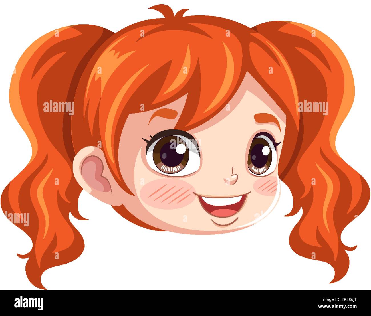 Cartoon Girl Face Red Hair