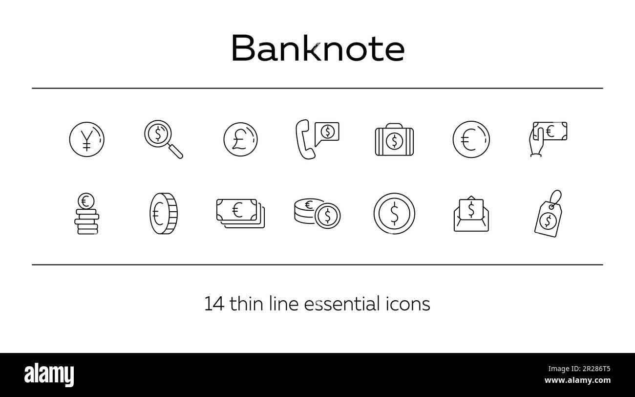 Banknote line icon set Stock Vector Image & Art - Alamy