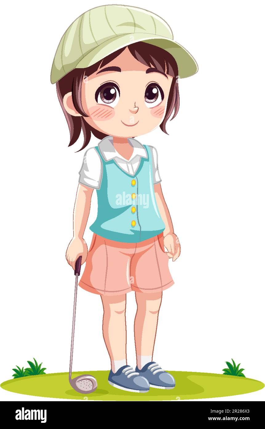 Little Cute Girl in Golf Outfit illustration Stock Vector Image & Art ...