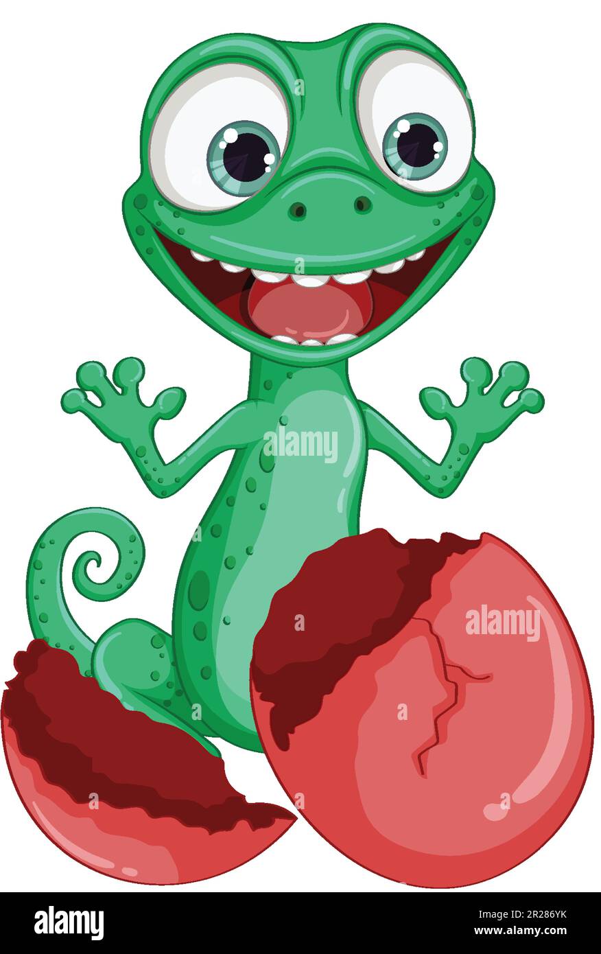 Funny Lizard Hatching From Egg illustration Stock Vector Image & Art ...