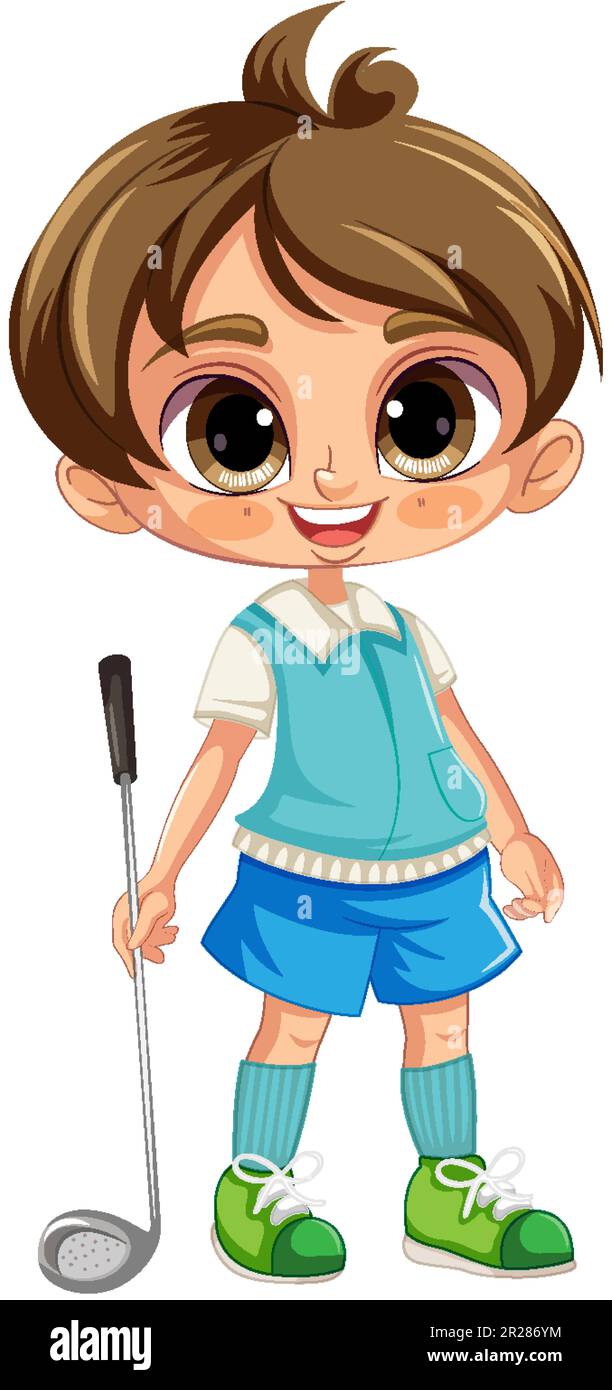 Isolated professional golfer cartoon character holding golf club ...