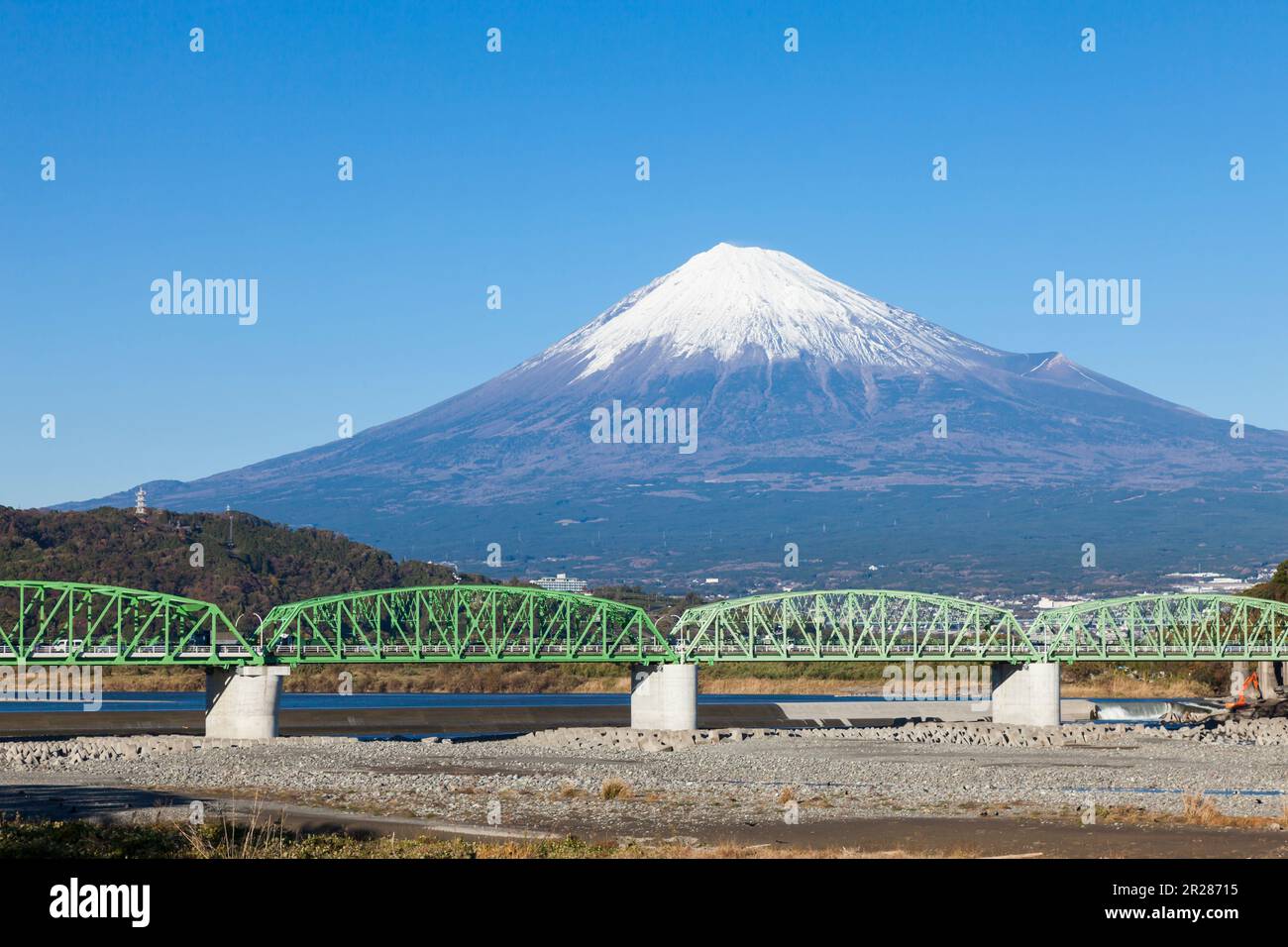 Mt. Fuji and Fuji River Bridge Stock Photo - Alamy