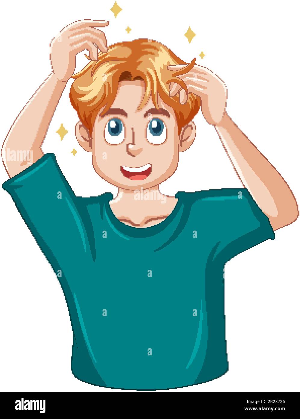 Boy Comb Hair Cartoon