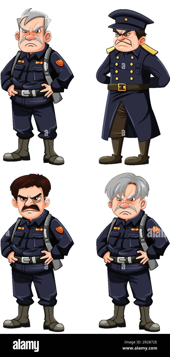Set of army officer cartoon illustration Stock Vector Image & Art - Alamy