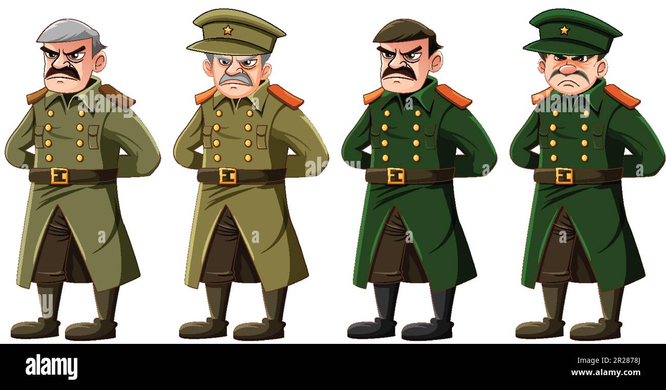 Serious Military Officer Character Collection illustration Stock Vector ...