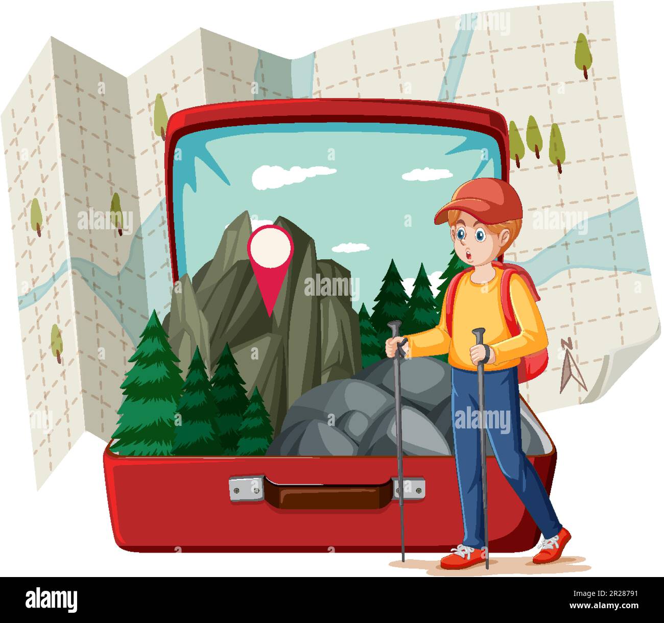 Teenage Boy Hiking Cartoon Character illustration Stock Vector Image ...