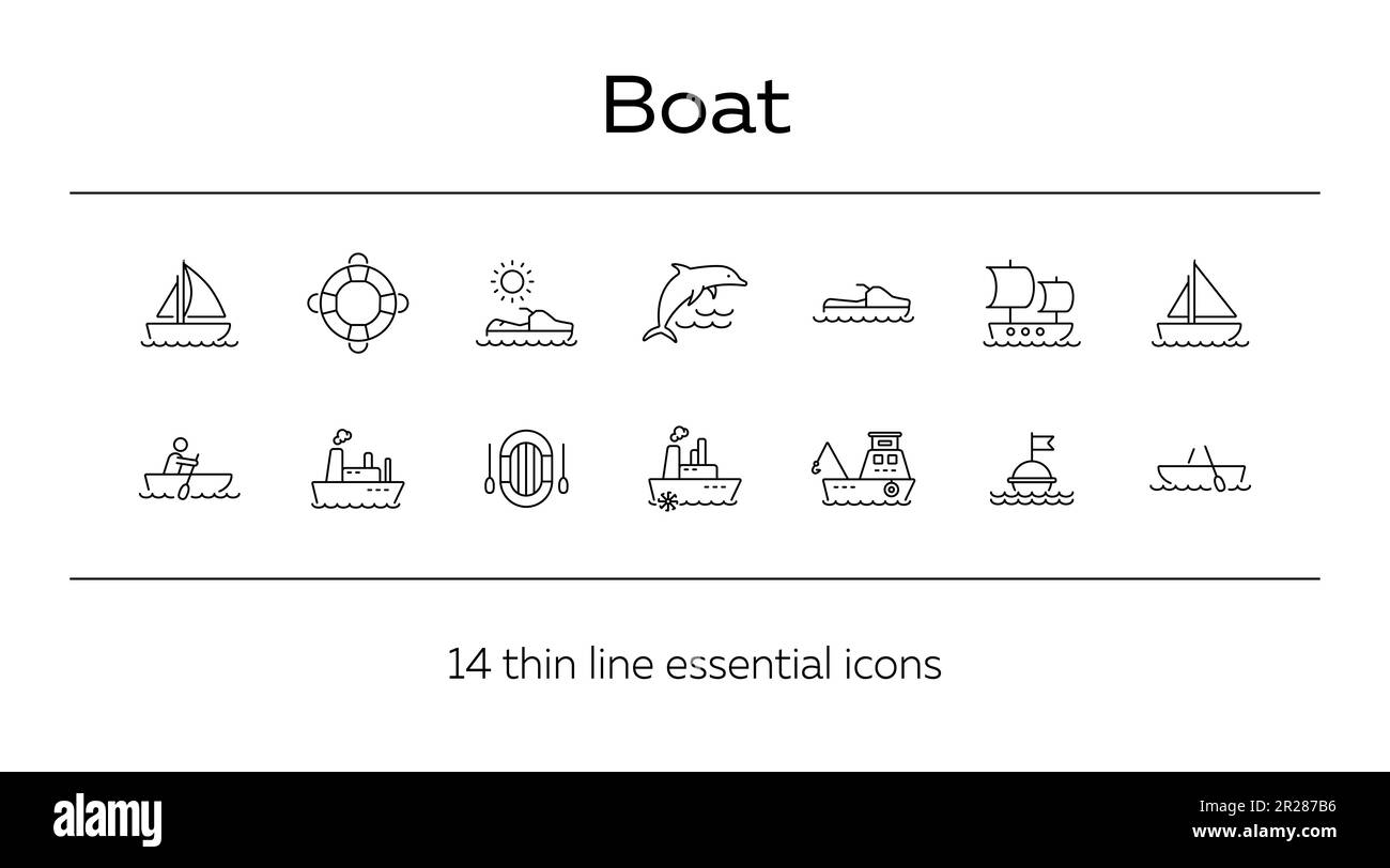 Boat line icon set Stock Vector Image & Art - Alamy
