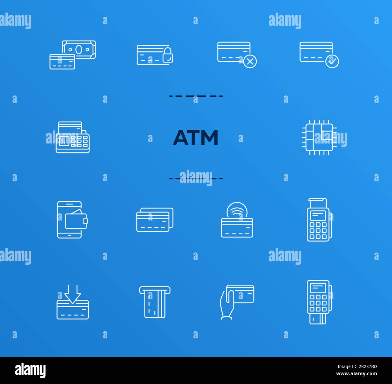 ATM line icon set Stock Vector Image & Art - Alamy
