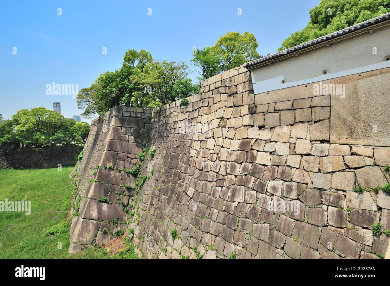 Stone wall Osaka Castle Honmaru south side Karahori Stock Photo - Alamy