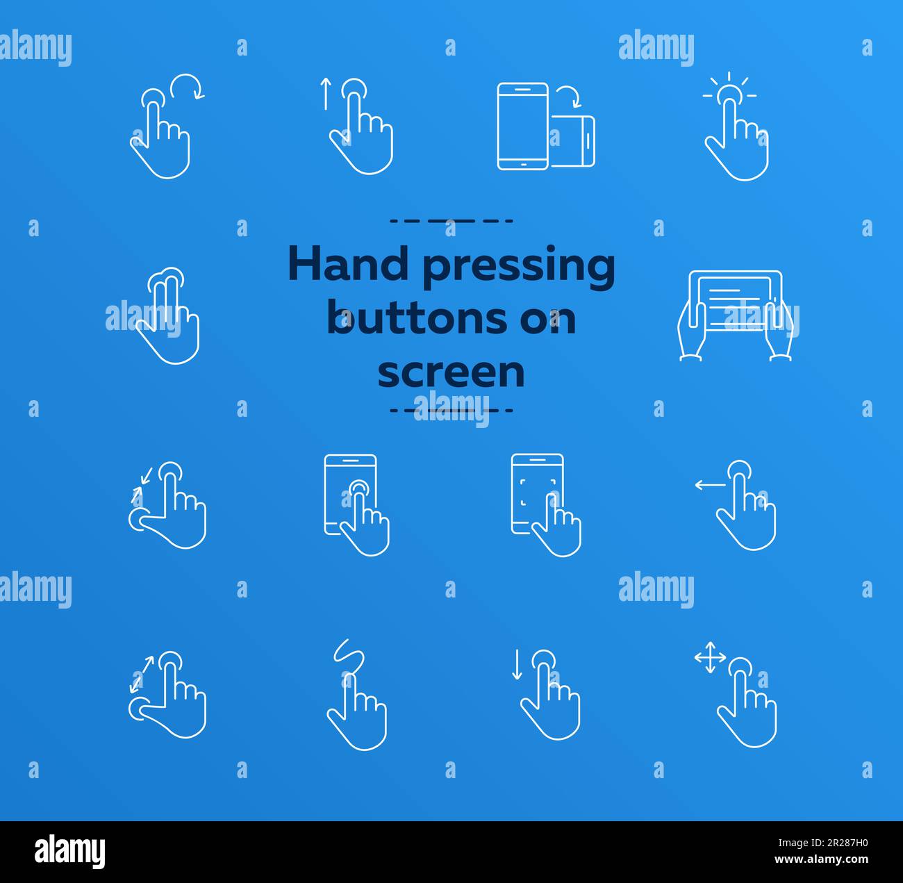 Hand pressing buttons on screen icons Stock Vector Image & Art - Alamy