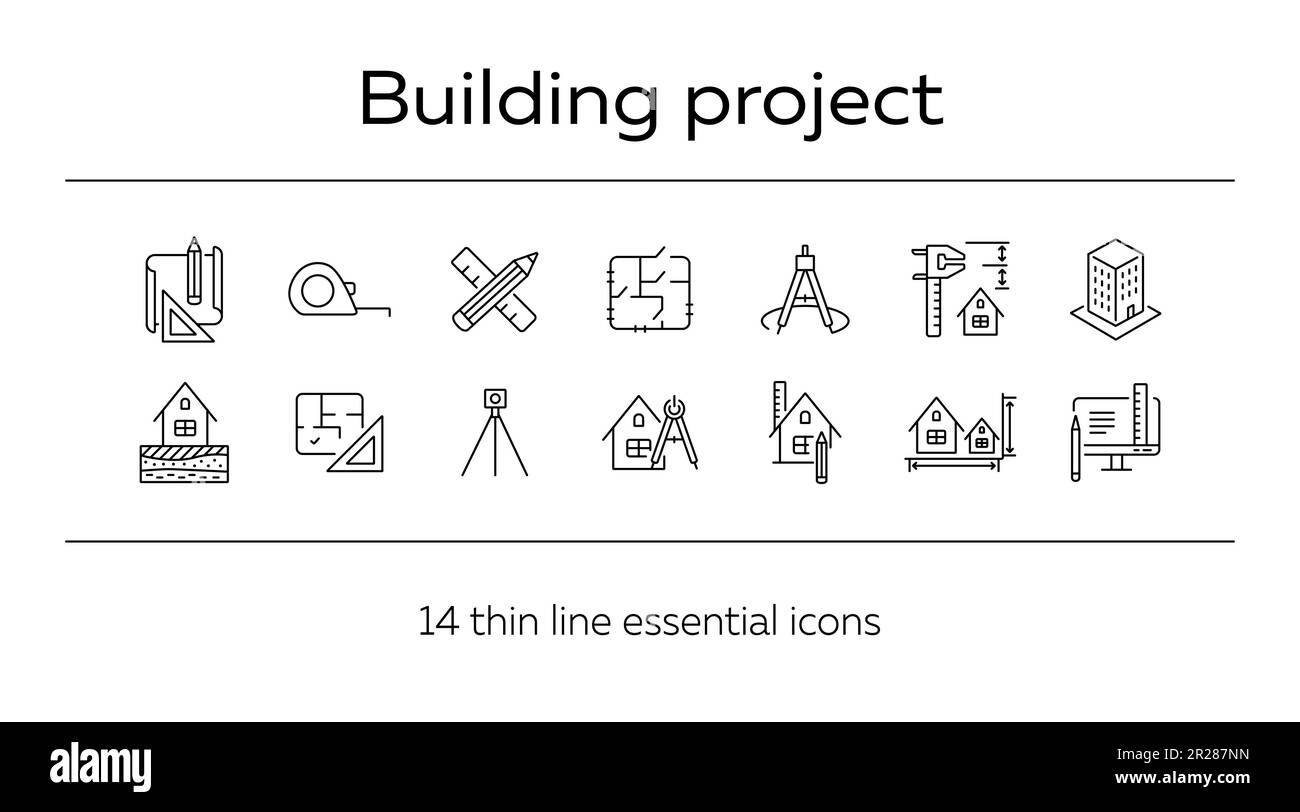 Building project line icon set Stock Vector Image & Art - Alamy