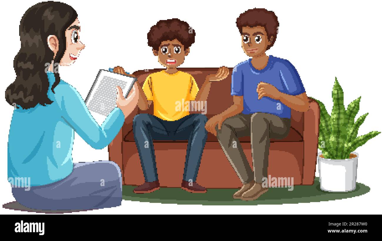 Parent and teenage boy visiting a mental health professional ...