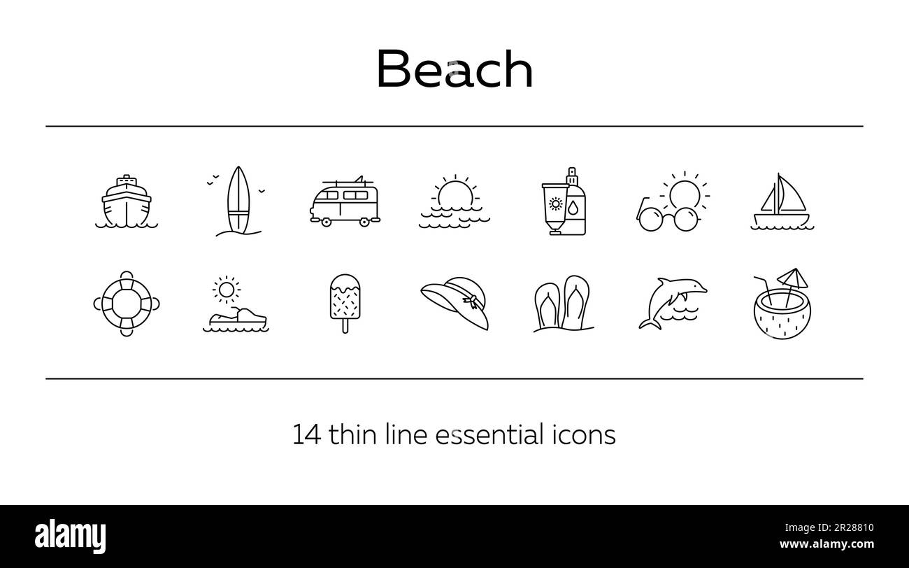Beach line icon set Stock Vector Image & Art - Alamy