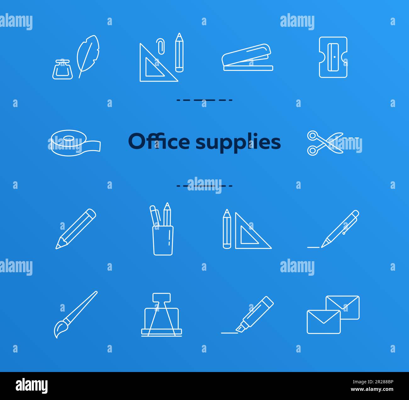 Office supplies icon set Stock Vector Image & Art - Alamy