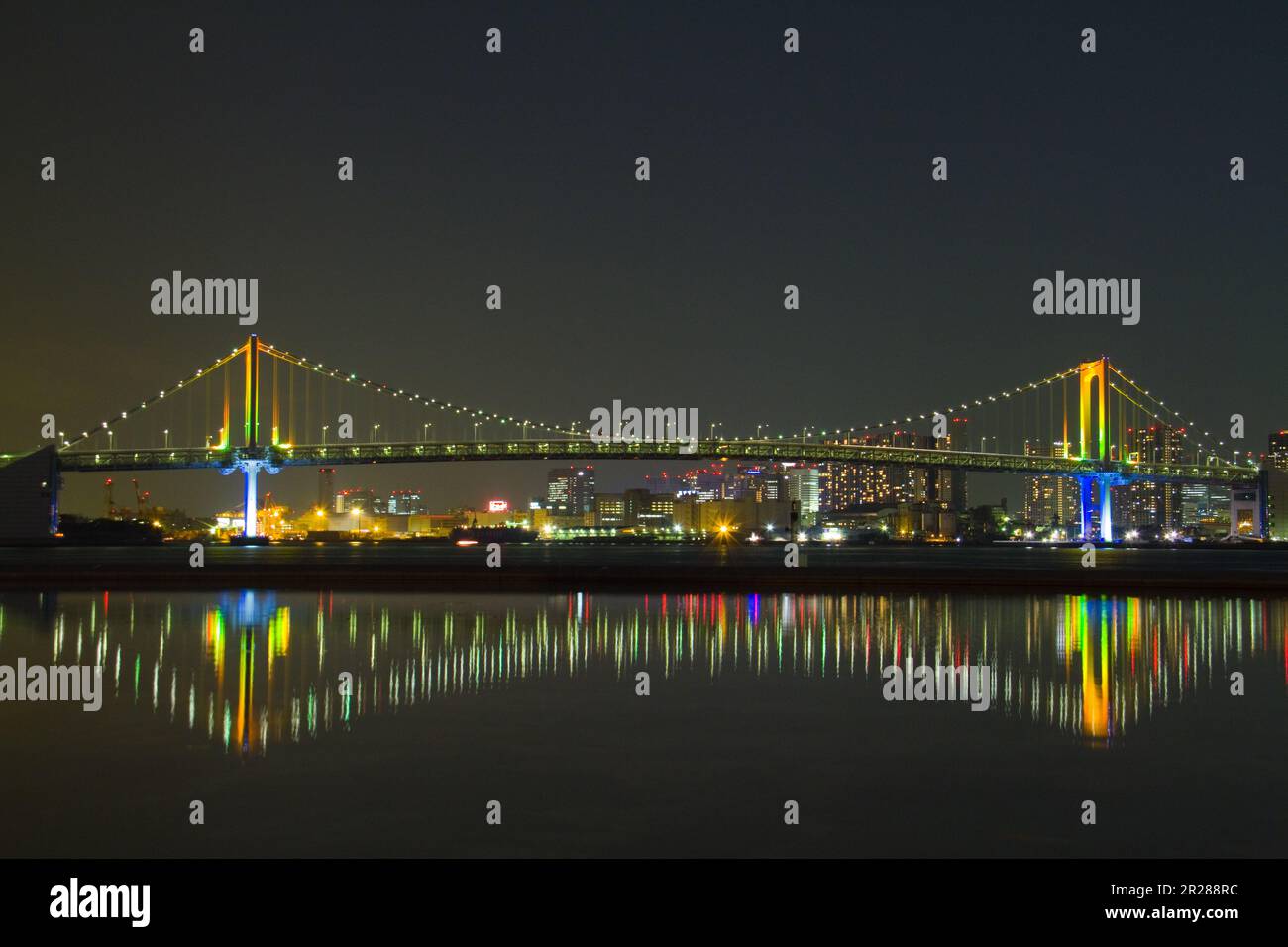 Night view of Rainbow Bridge reflection Stock Photo - Alamy